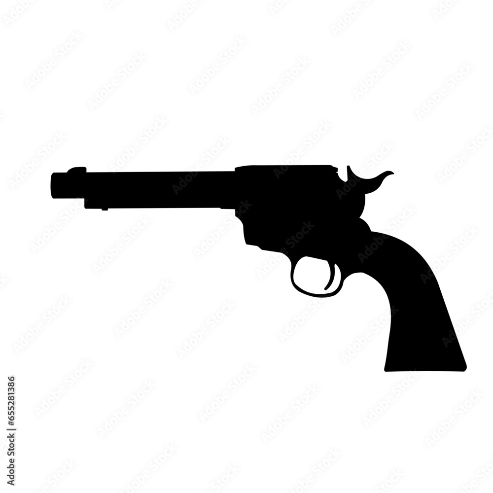 silhouette of six-shot revolver, colt - vector illustration Stock ...
