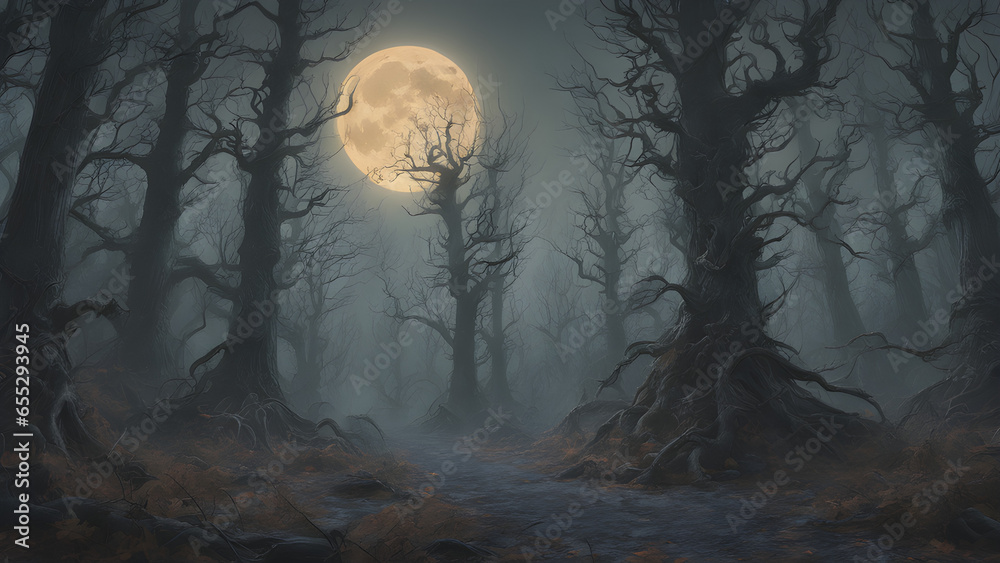 Explore the chilling 'Eerie Haunted Forest' – an AI masterpiece with ...