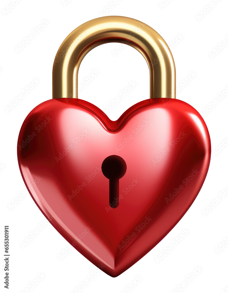 Padlock Heart Isolated on Transparent Background Stock Illustration ...