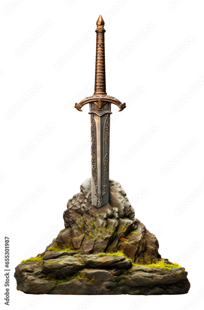 Excalibur Sword in the Stone Isolated on Transparent Background Stock ...