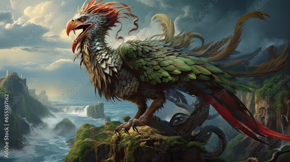 The mythical basilisk, with its rooster’s head and serpent’s body ...