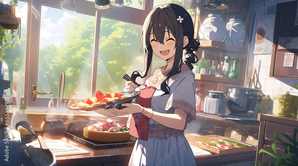 angry and embarrassed cute girl anime action pose, generative ai ...