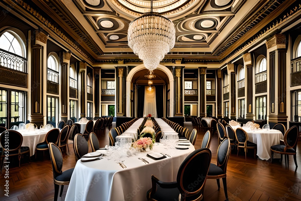 internal office luxary design with table and chair setting in blue ...