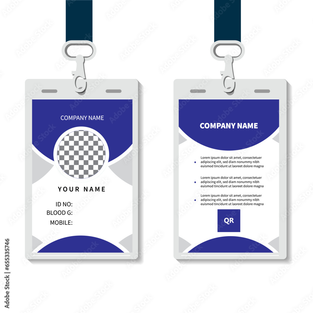 Vector id card with clasp and . color mock up set. Modern colorful icon ...
