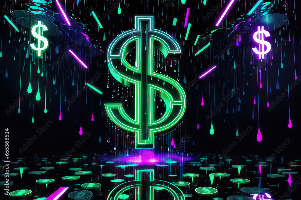 Dollar Sign Matrix Style Logo , Finance, Usd, Dollars Rain in Black ...
