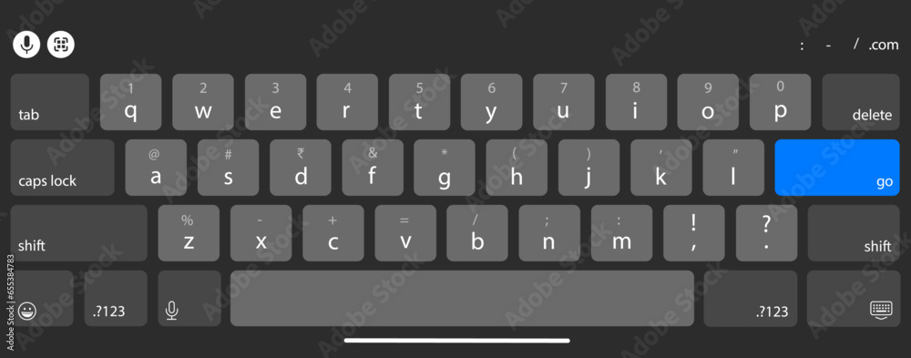 Dark mode Keyboard Apple Ipad Pro in a realistic style. Vector ...