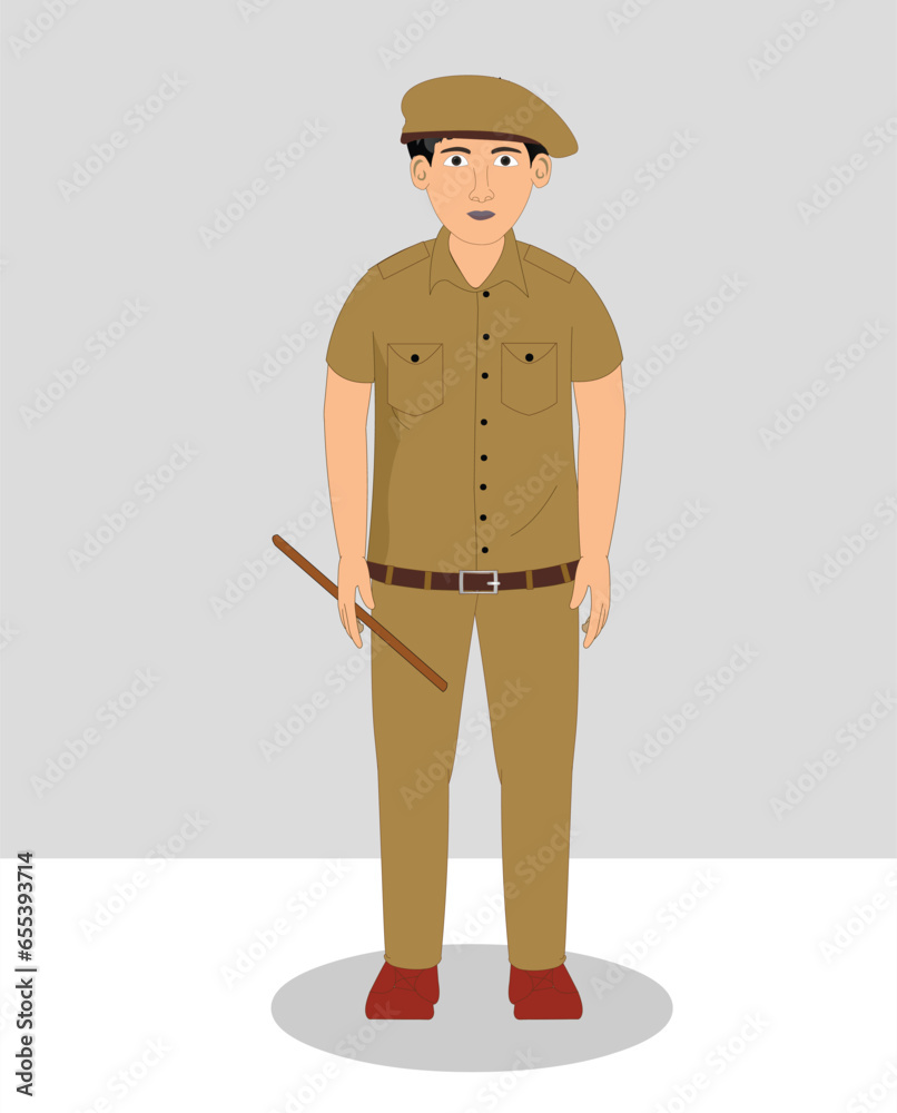 Indian hawaldar front cartoon character design for moral stories Stock ...