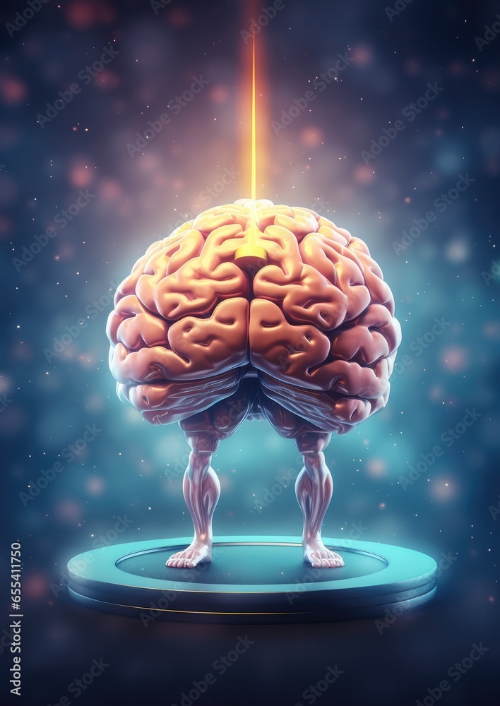 Human brain is lifting a heavy dumbbell, better brain memory concept ...