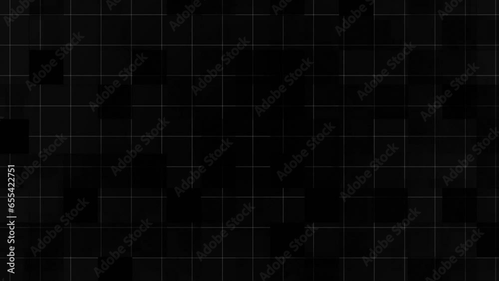 Digital small squares animation black and white pixels video background ...