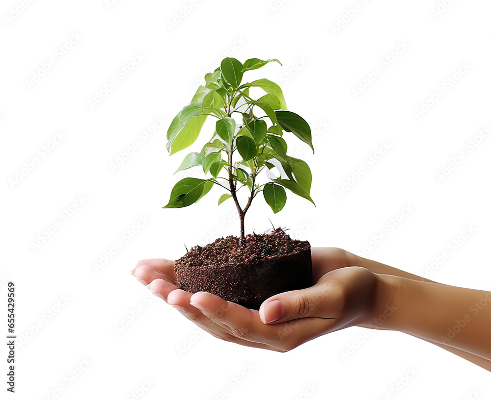 plant in hand isolated png on transparent background Stock Photo ...