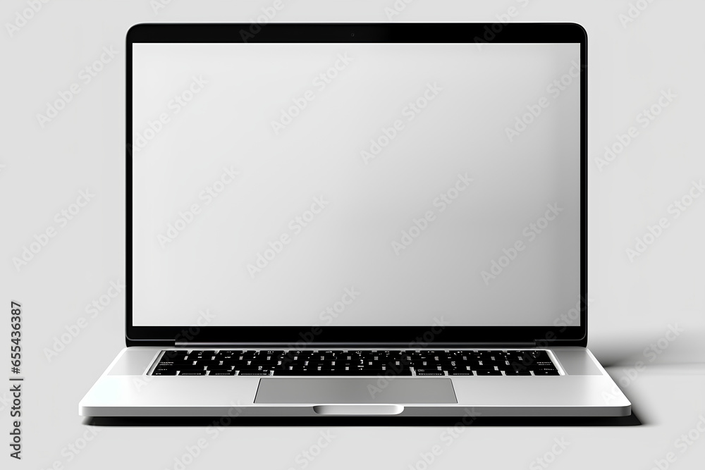 Laptop modern frameless with blank screen isolated on transparent ...