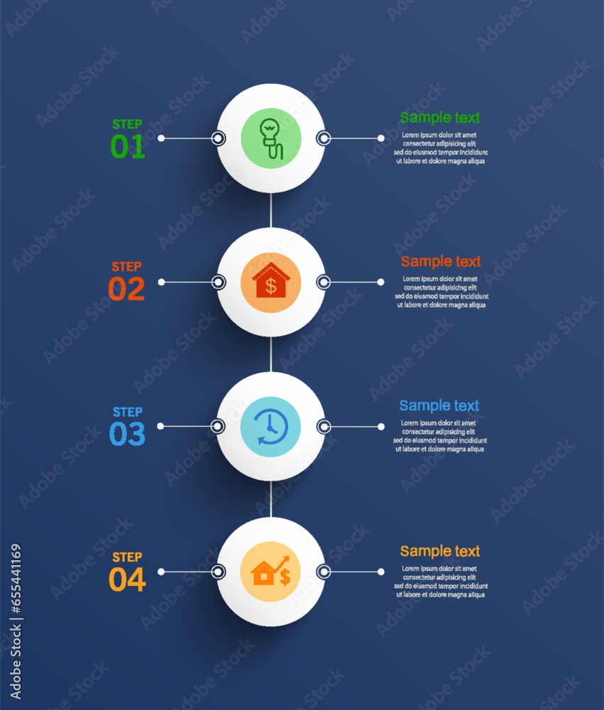 Infographic design template with 4 options, steps or processes. Can be ...