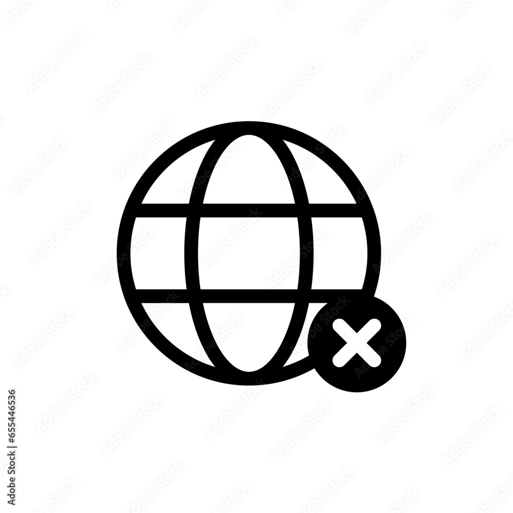 Globe Disconnect icon with with cross check mark symbol. lost ...