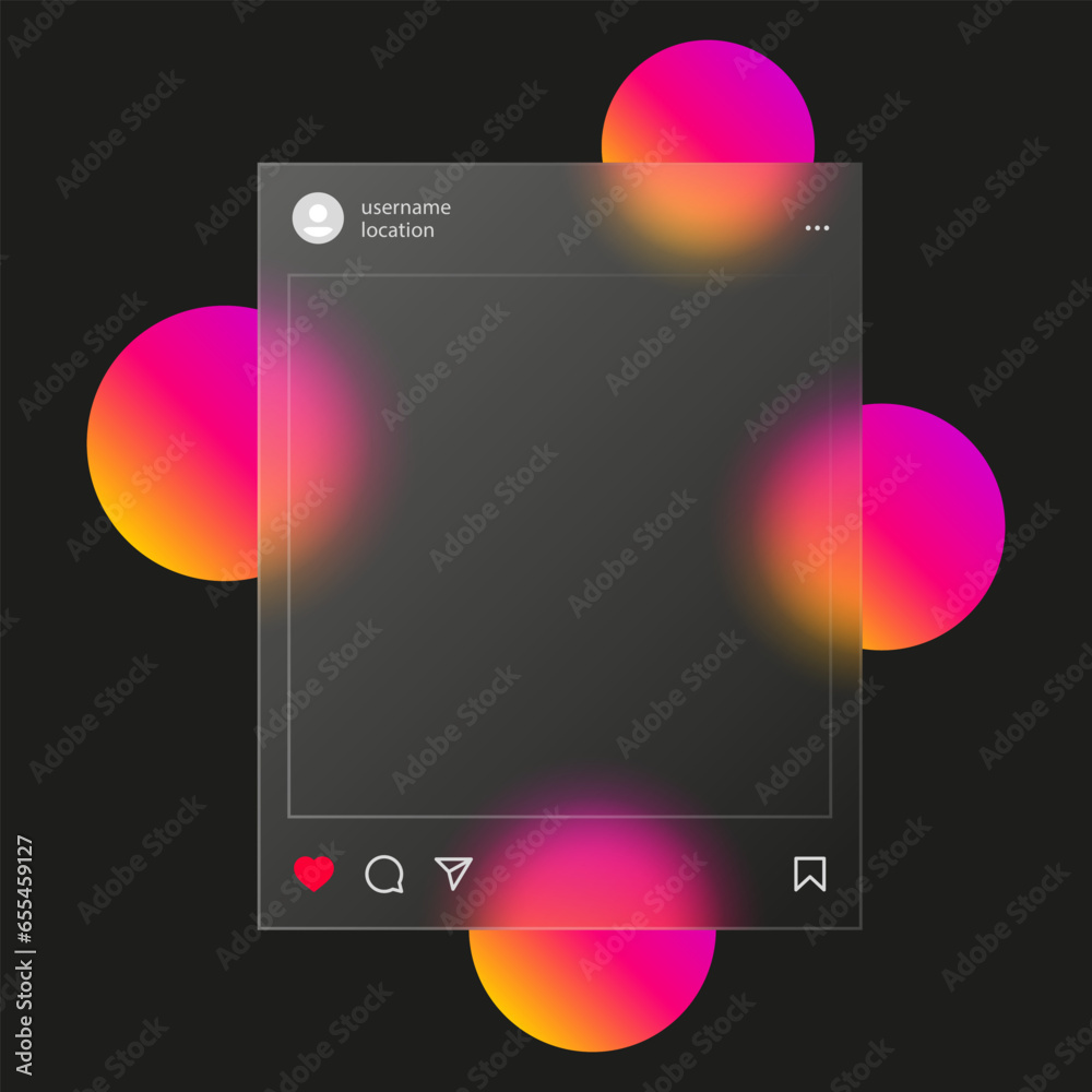 instagram mockup social media post template in glassmorphism background ...