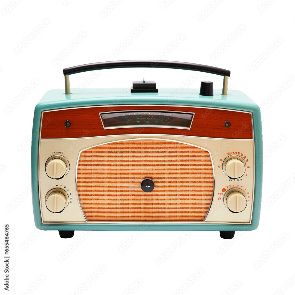 Vintage radio isolated on transparent background, ready for object and ...