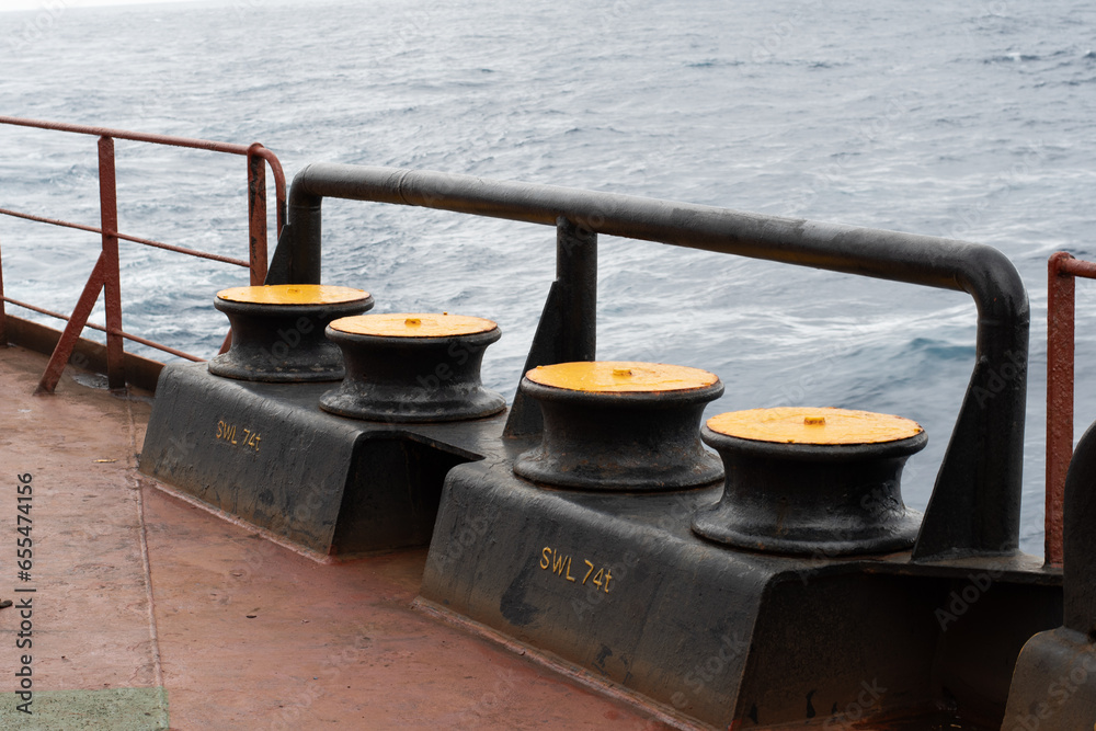 fairleads of a ship for mooring operations Stock Photo | Adobe Stock