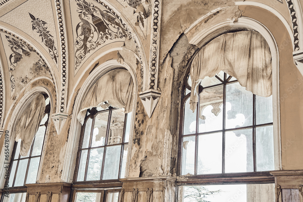 Abandoned soviet spa resort (sanatorium) Shakhter (Miner), in Tskaltubo ...