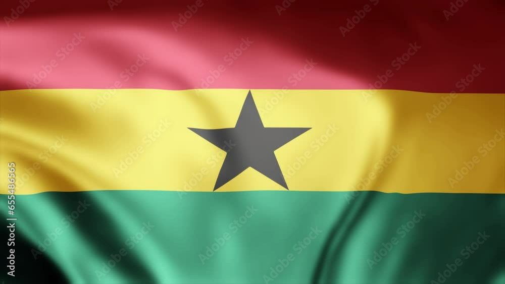 Ghana flag is waving 3D animation. Ghana flag waving in the wind ...