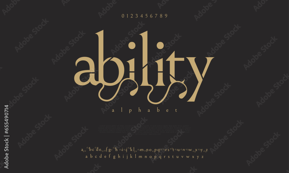 Ability premium luxury elegant alphabet letters and numbers. Elegant ...