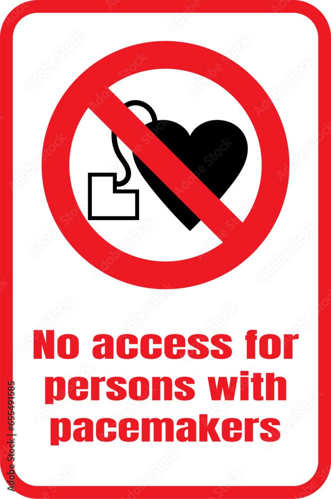 no access for persons with pacemakers, pacemakers safety sign vector de ...