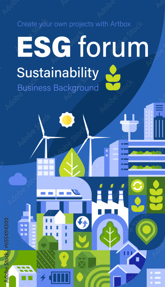 ESG Business vertical banner background Stock Vector | Adobe Stock
