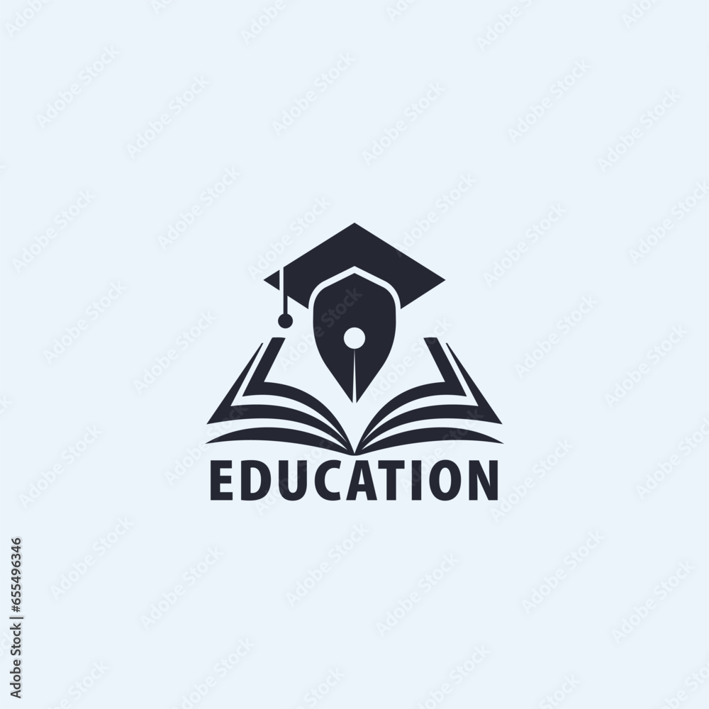 Education vector logo. Open book, dictionary, textbook or notebook with ...