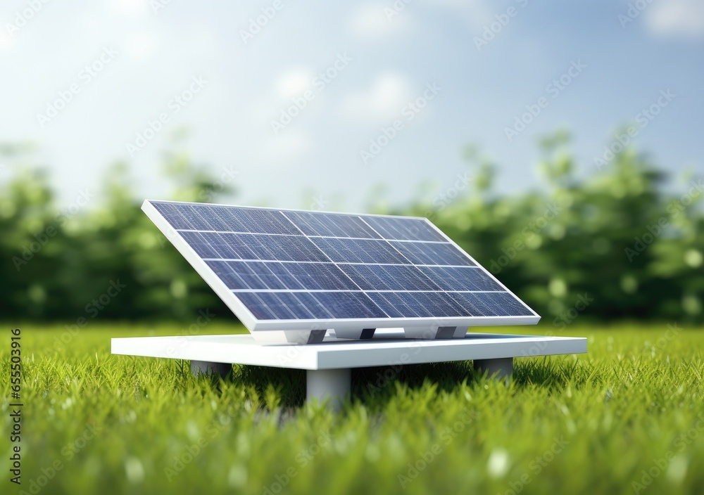 Photovoltaic solar panels isolated from the grass background. solar ...