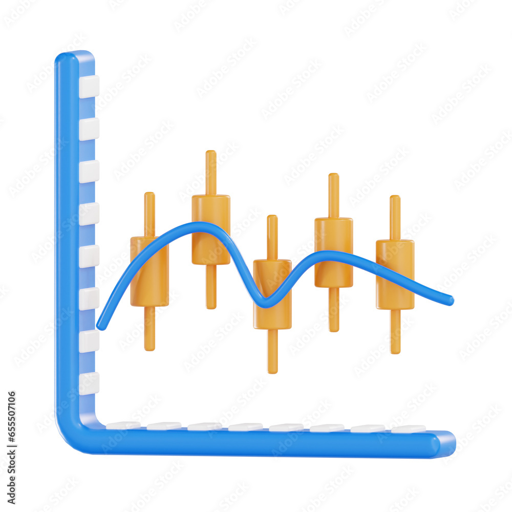 plot chart 3d. High quality render. Data analysis 3d render set ...