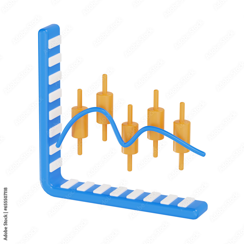 plot chart 3d. High quality render. Data analysis 3d render set ...