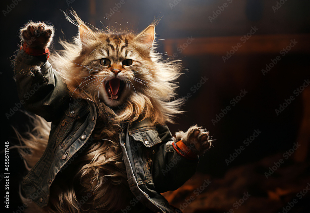 cat rockers playing electric guitar , cat as a punk rock heavy metal ...