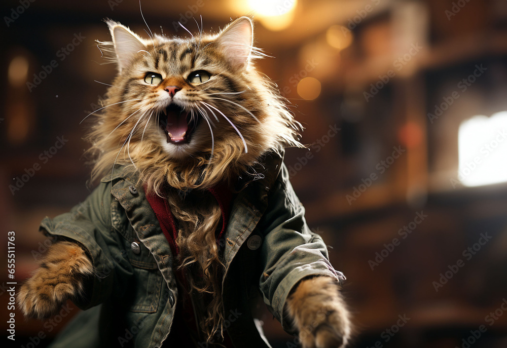 cat rockers playing electric guitar , cat as a punk rock heavy metal ...