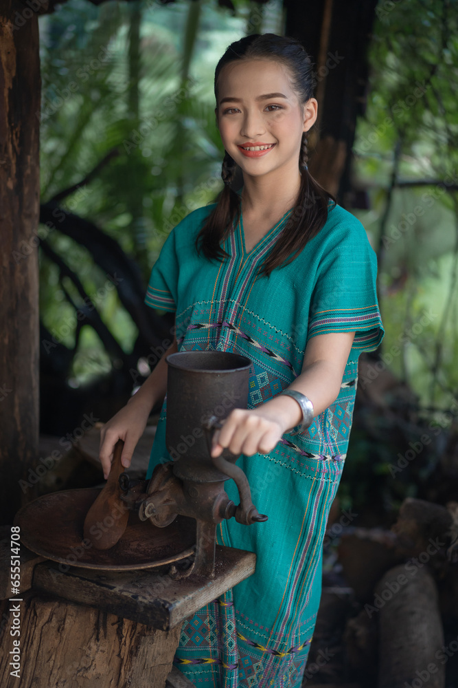 Asian traveler girls in Karen women dress in traditional clothing ...