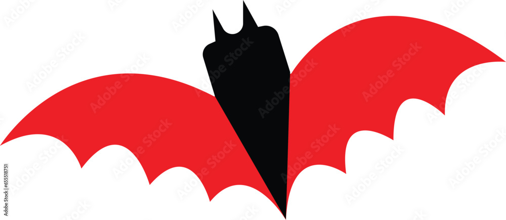Bat horror icon. Sticker with red mouse for Halloween decorations ...