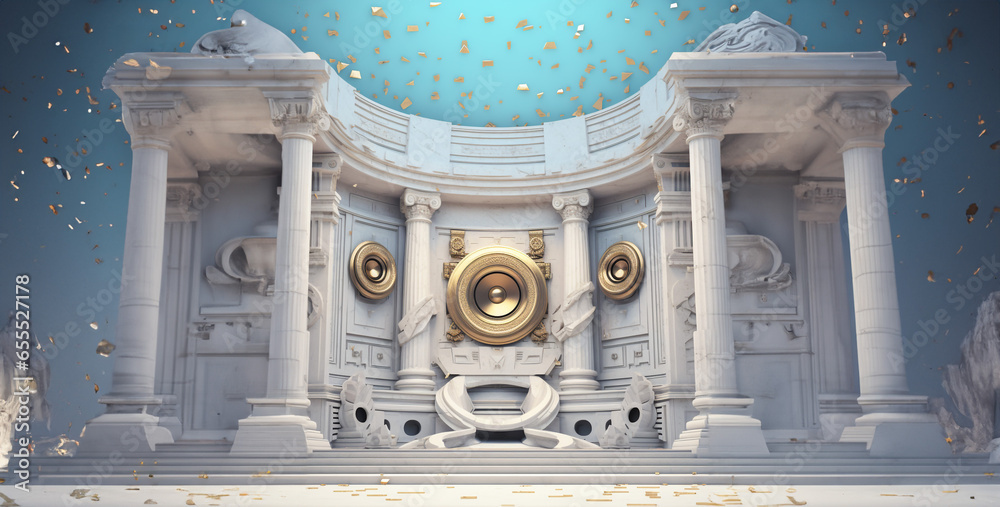 white marble greek god palace with gold,detail of the door of the ...