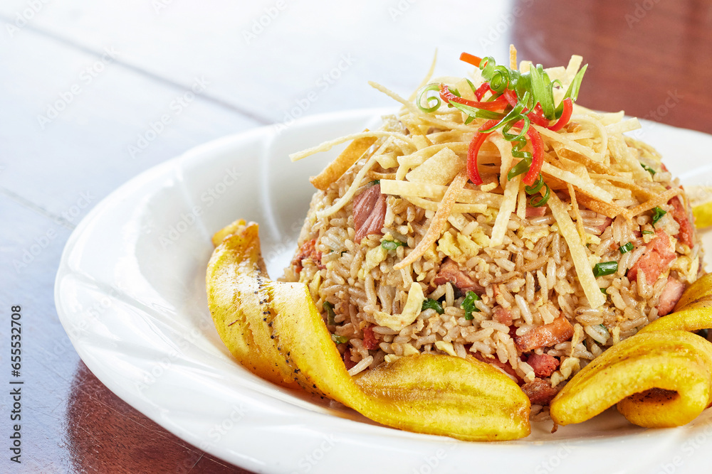 Typical food of Peruvian food, lomo saltado, anticuchos, ceviche ...