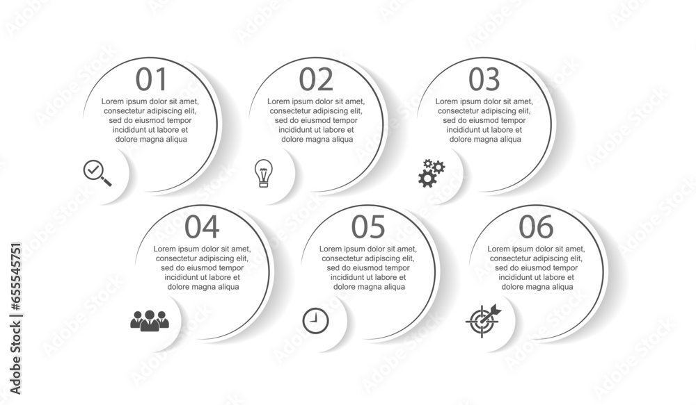 Minimal Business Infographic Template. Timeline with 6 marketing steps ...