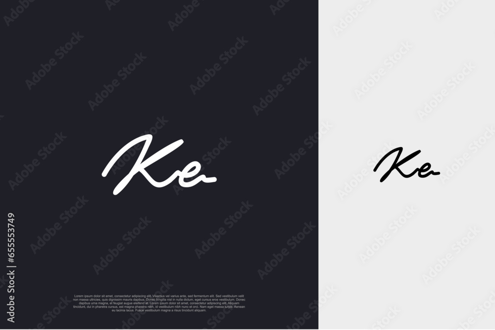 Initial Letter KE Logo monogram typography for business name. Vector ...