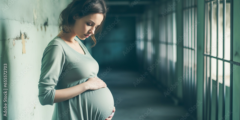 Touching portrait of pregnant woman in prison, emphasizing maternity ...