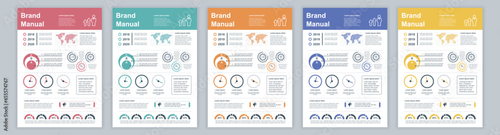 DIN A3 business brand manual templates set. Company identity brochure ...