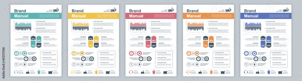 DIN A3 business brand manual templates set. Company identity brochure ...