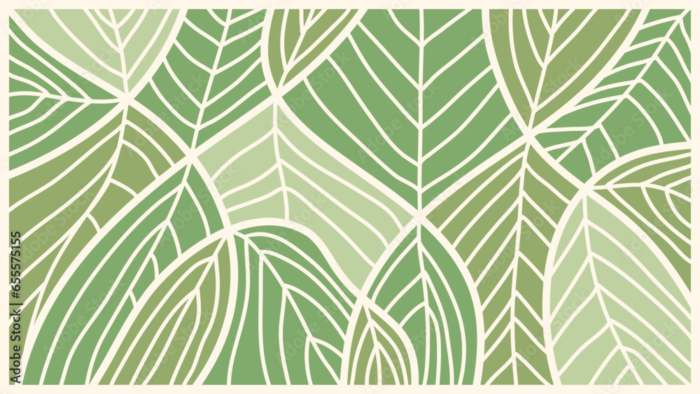 Abstract foliage botanical background vector. Green color wallpaper of ...