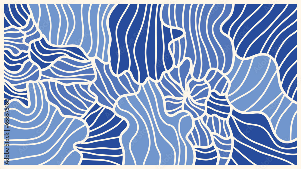 Abstract foliage botanical background vector. Blue color wallpaper of ...