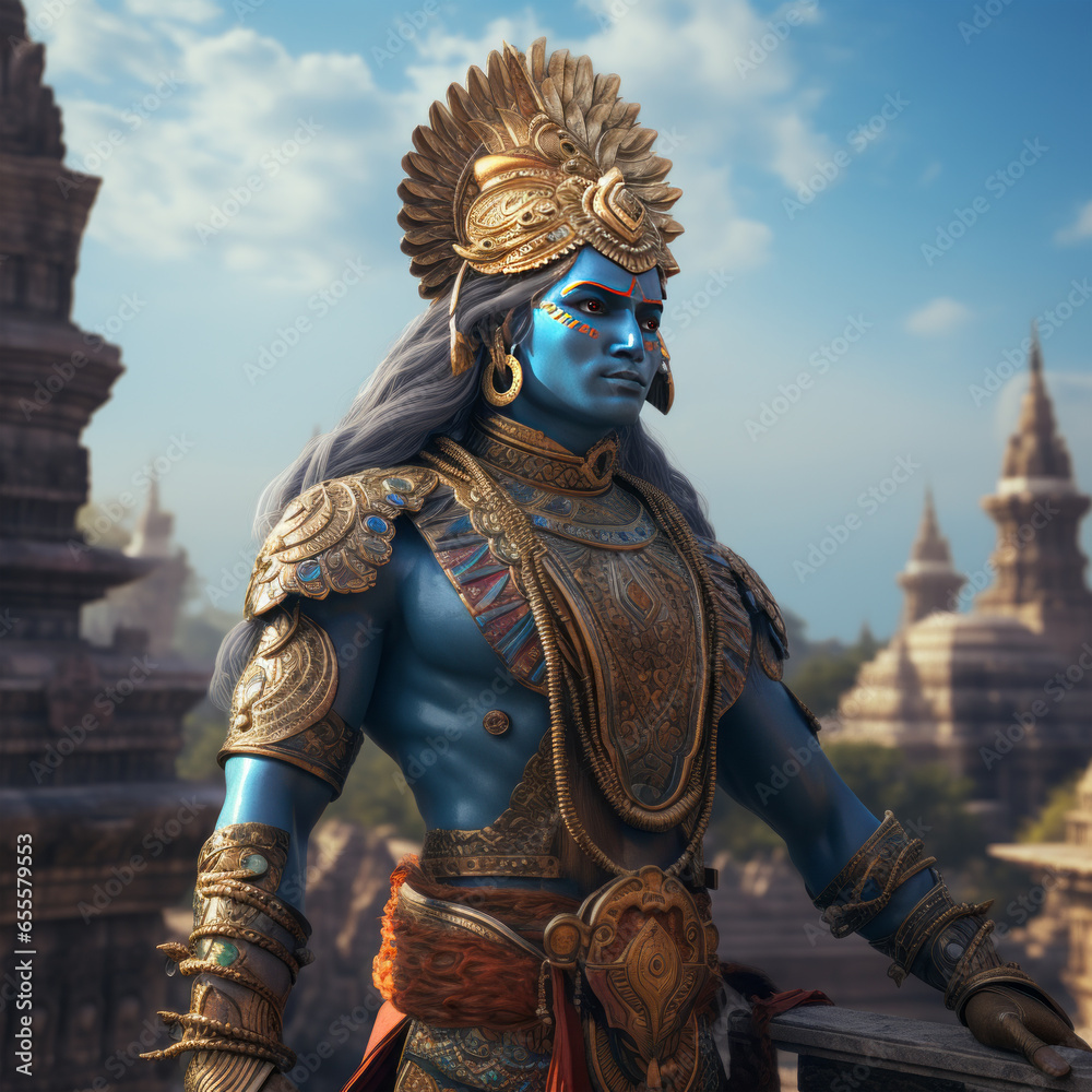 Ancient Hindu God Vishnu Illustration Stock Illustration | Adobe Stock