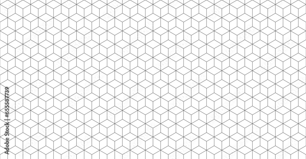 Isometric Cube Grid Seamless Pattern Line Isometric Grid With Editable Strokes Cubic Hexagon