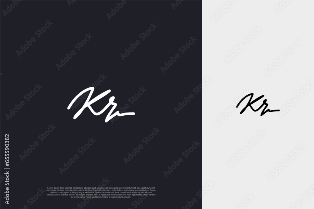 Initial Letter KR Logo signature style monogram typography for business ...