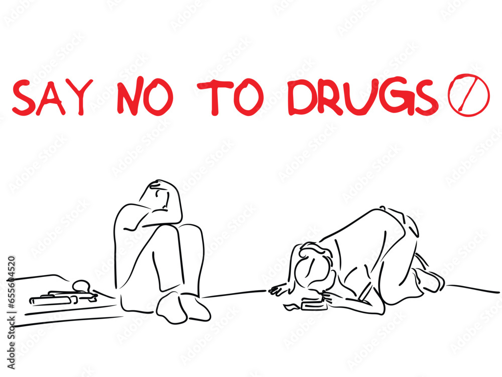 Drug addiction illustration.Drug abuse vector art. Friends and ...