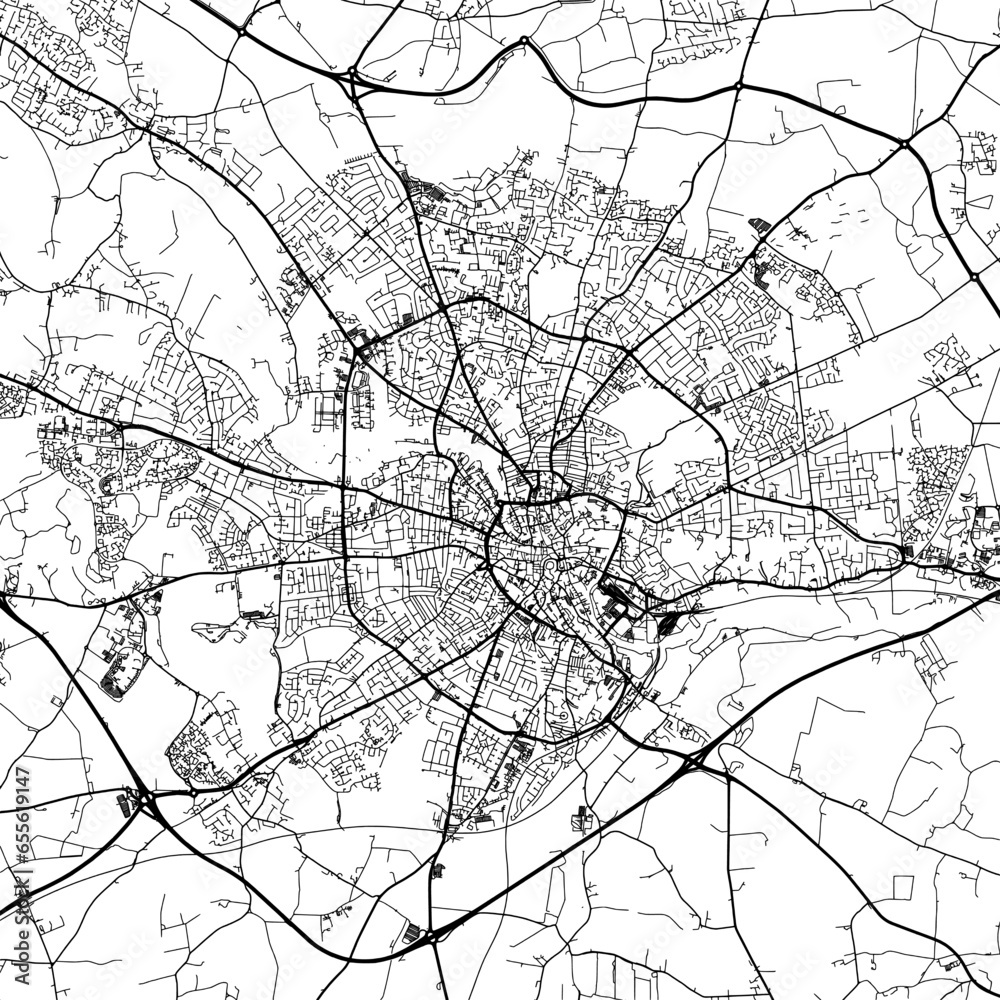 1:1 square aspect ratio vector road map of the city of Norwich in the ...