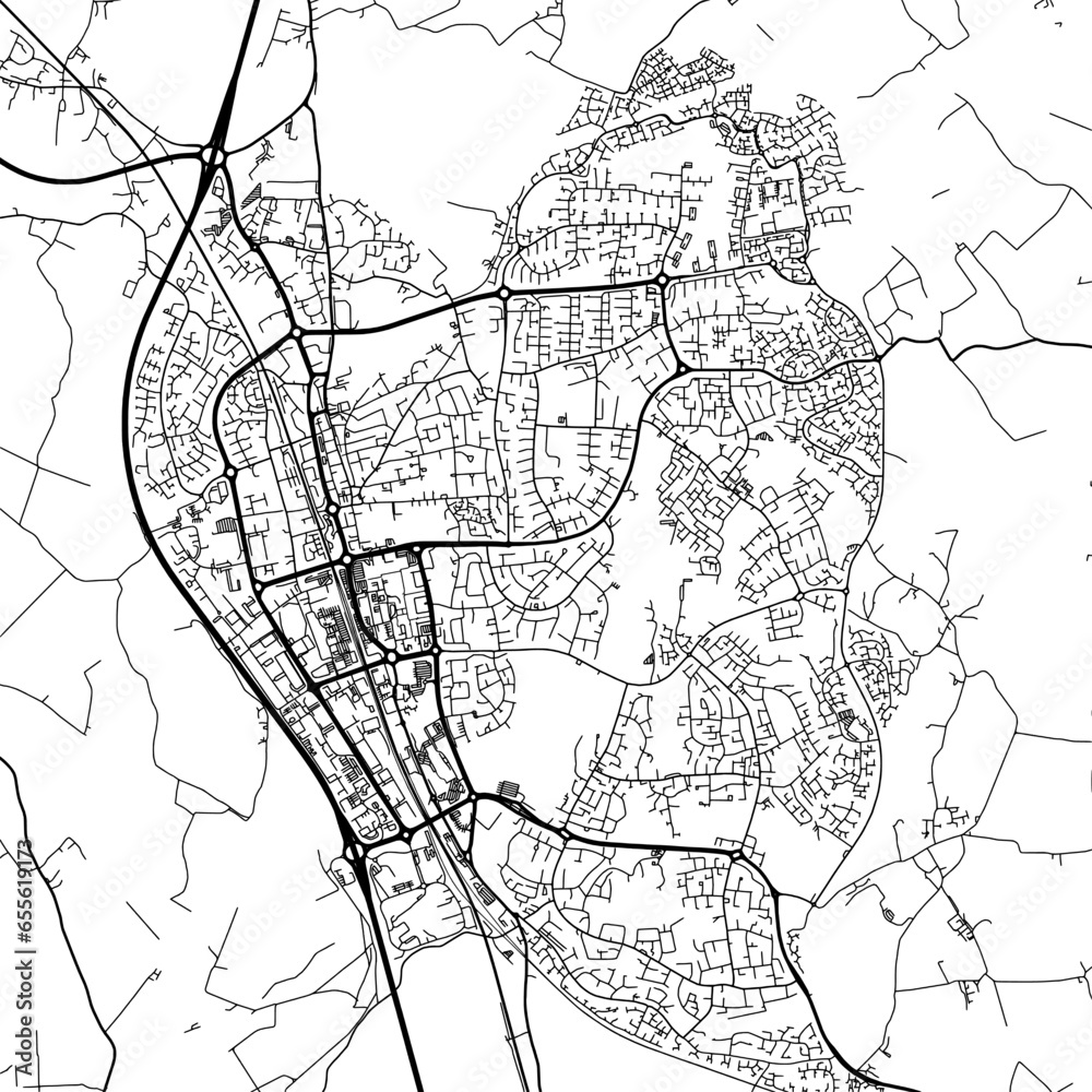 1:1 square aspect ratio vector road map of the city of Stevenage in the ...