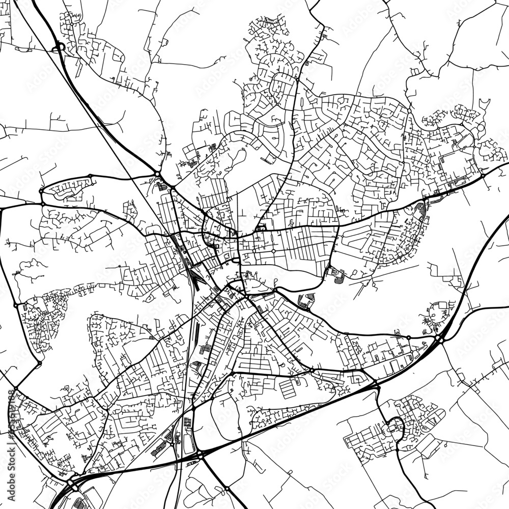 1:1 square aspect ratio vector road map of the city of Bedford in the ...