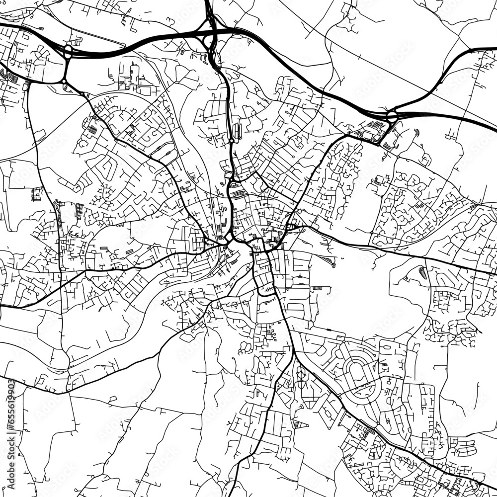 1:1 square aspect ratio vector road map of the city of Maidstone in the ...